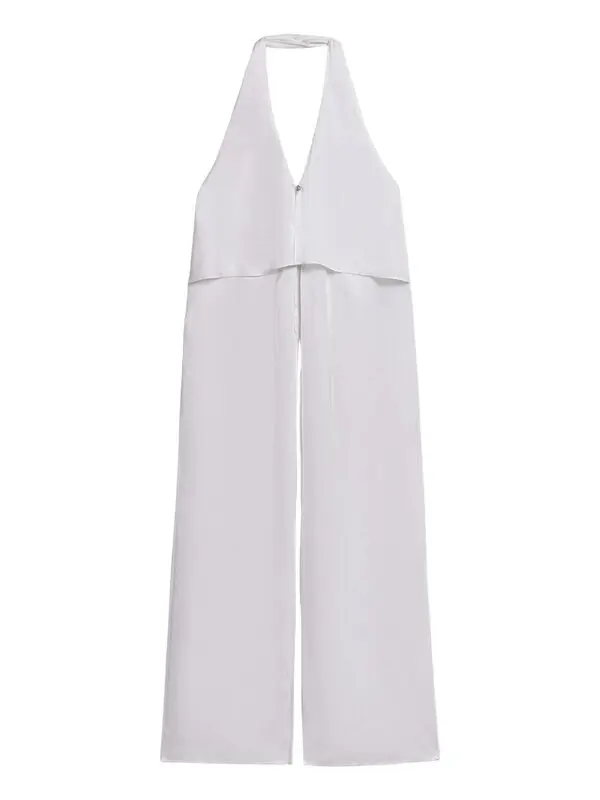 NOCTURNE Layered Halter Blouse - White