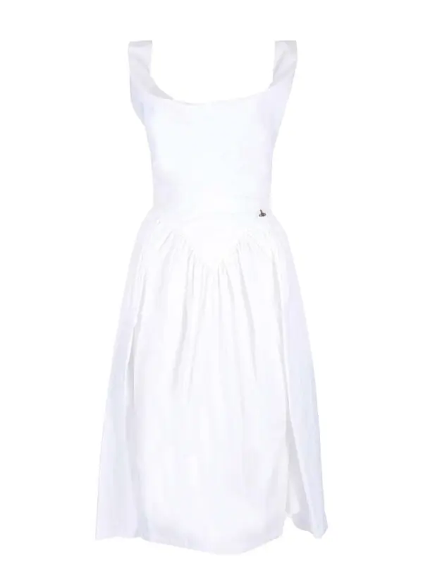 VIVIENNE WESTWOOD Sleeveless Midi Dress With Pleated Skirt - White