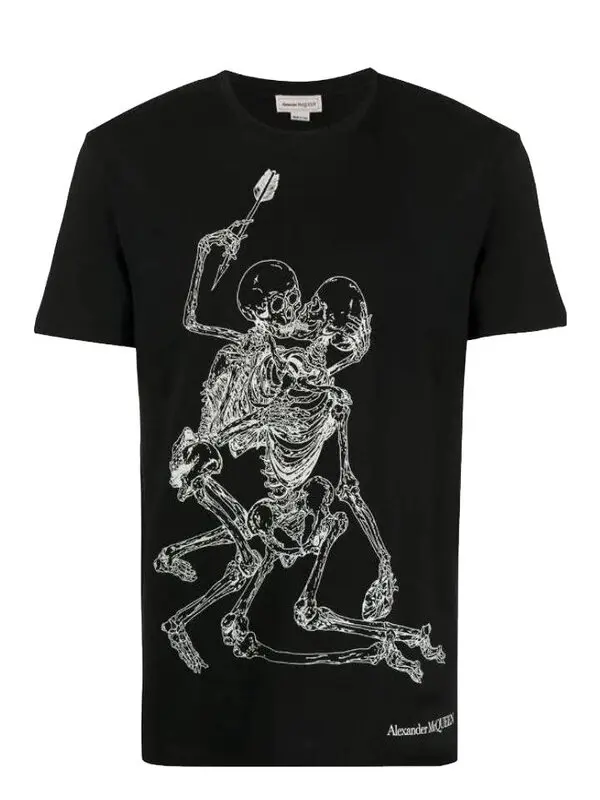 Alexander McQueen Lovers Skeleton Print T-shirt - Black