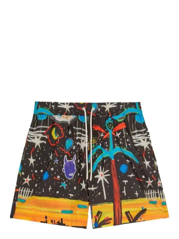 Palm Angels Starry Night Drawstring Swim Shorts - Black