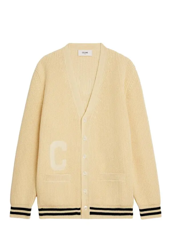 Celine College Cardigan In Cotton - Nude