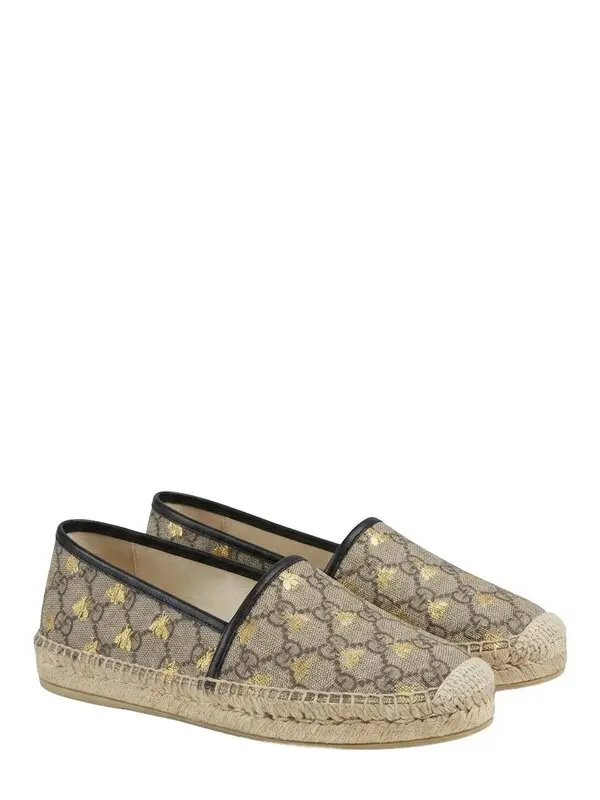 Gucci Gg Supreme Bees Espadrille - Nude