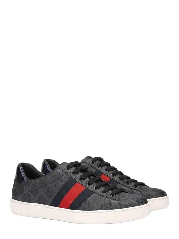 Gucci Ace Gg Supreme Sneaker With Ayers Snake Heel - Black