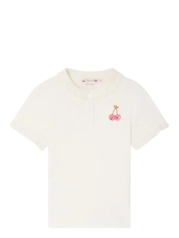 Bonpoint Gina Cherry Embroidered T-shirt - Milk White