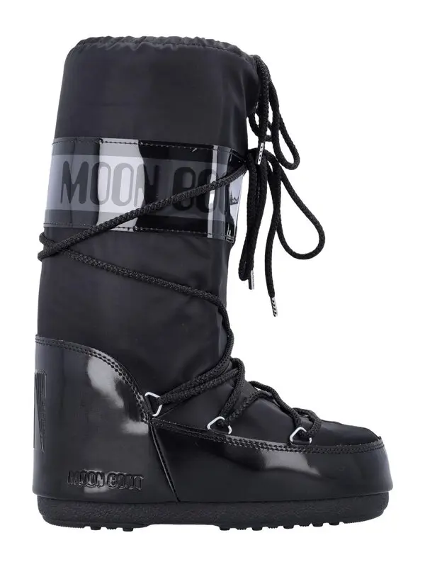 Moon Boot Icon Glance Satin Lace-up Snow Boots - Black