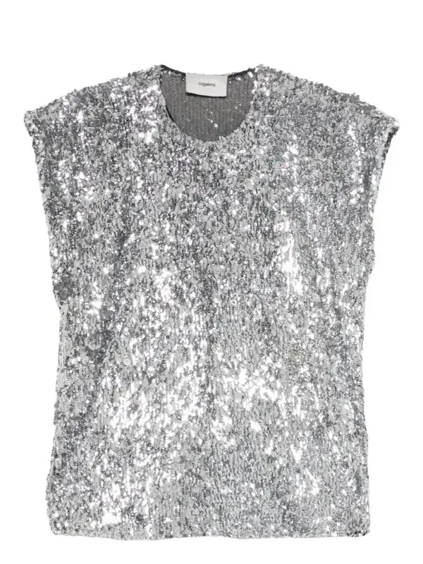 Coperni Sequined Crewneck Short-sleeve Top - Silver