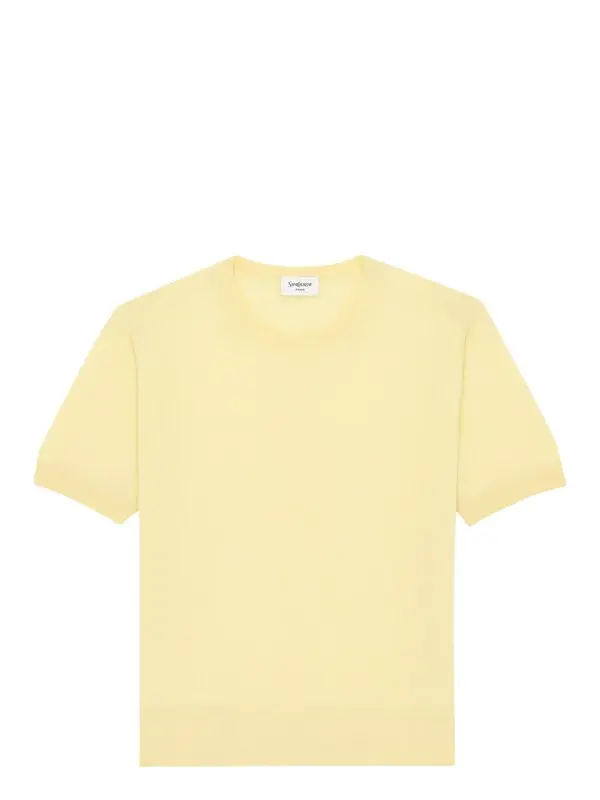 Saint Laurent Short Sleeve Round Neck Sweater - Yellow-brown