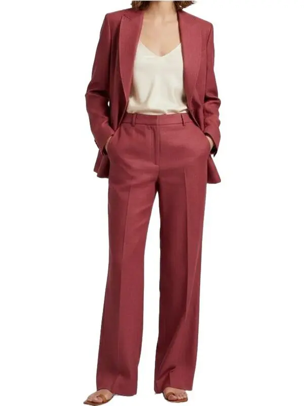 Max Mara Tailored Long Sleeve Suit Jacket - Red