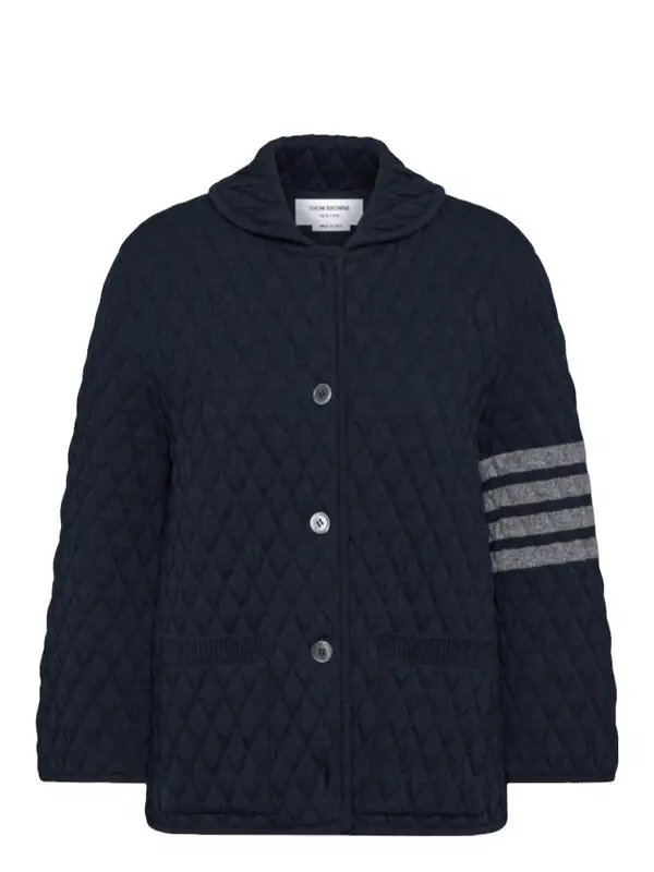 Thom Browne 4 Bar Stripes Quilted Jacket - Navy Blue
