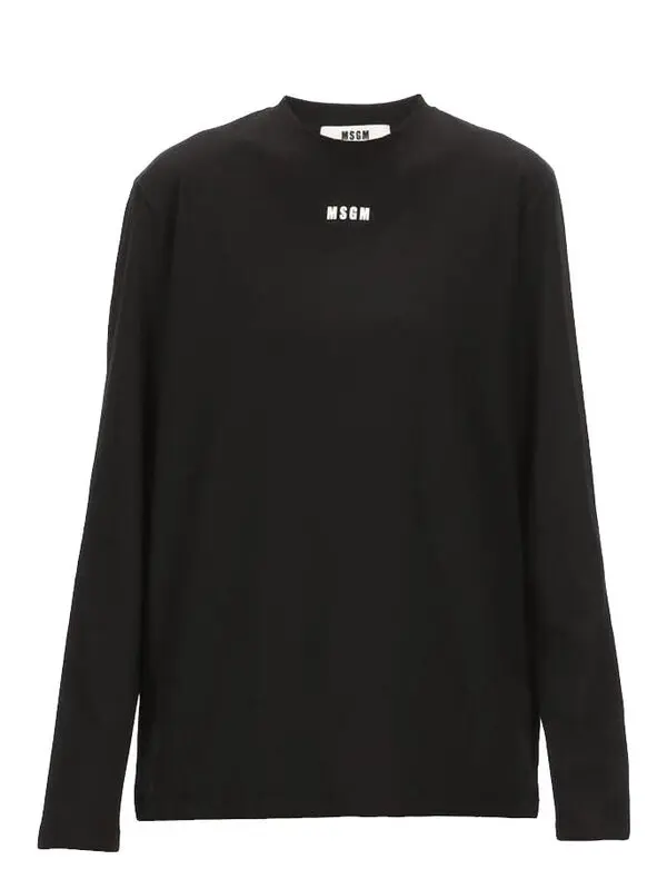 MSGM Logo Print Long Sleeve T-shirt - Black