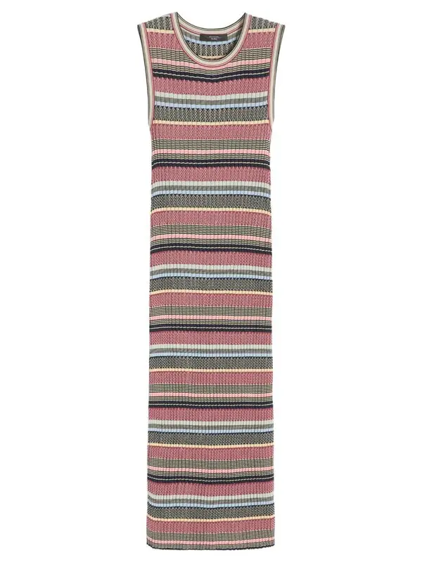 Max Mara Viscose Fiber Striped Midi Dress - Multi-color