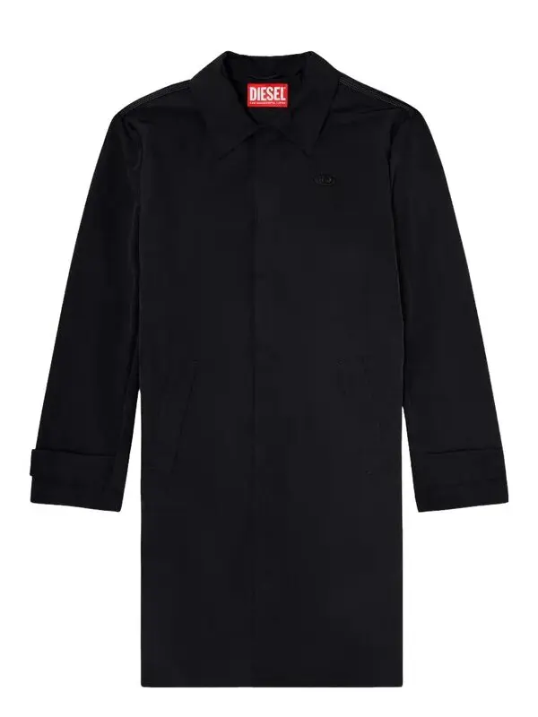 DIESEL® Crinkled Trench Coat - Black