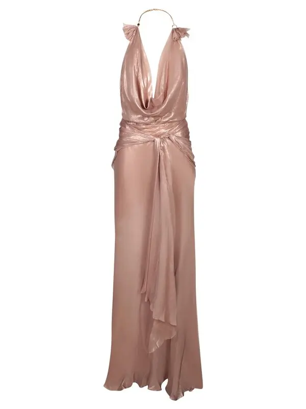 MARIA LUCIA HOHAN Long Silk Gown With Draped Details - Pink