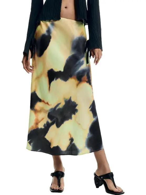 Desigual A-line Printed Midi Skirt - Black