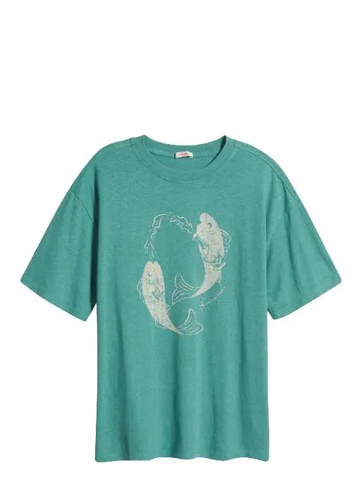 Marine Layer Fish Graphic Oversize Hemp Blend T-shirt - Palm