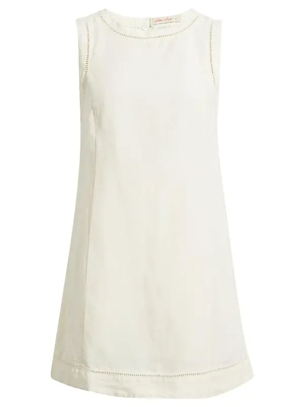 Marine Layer Cora Ladder Stitch Detail Linen Blend Minidress - Antique White
