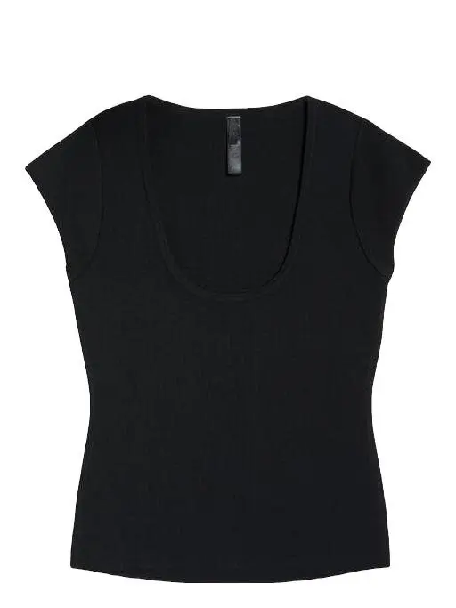 SKIMS Scoop Neck Cap Sleeve Top - Obsidian