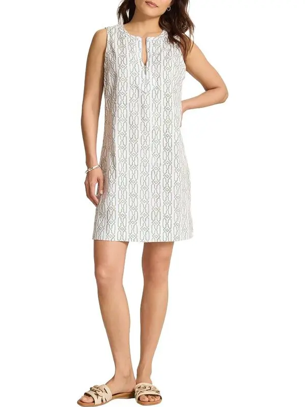 Tommy Bahama Geometric Chain-link Print Sheath Dress - Grass
