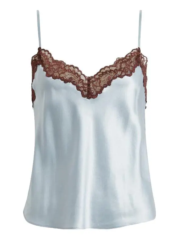 REFORMATION Lace Detail Silk Camisole - Mineral Lace
