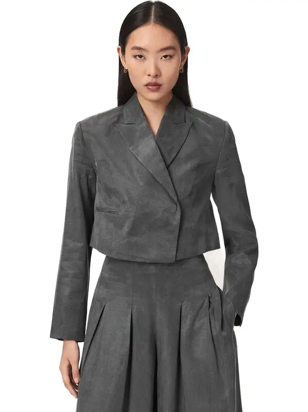 ALLSAINTS Marrlo Double Breasted Cropped Blazer - Blue