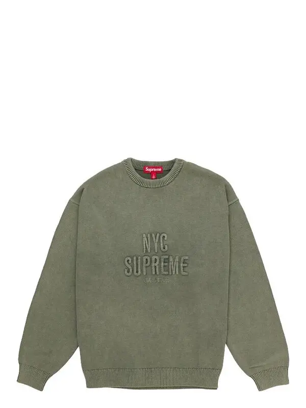 Supreme Overdyed Raised Sweater - Olive