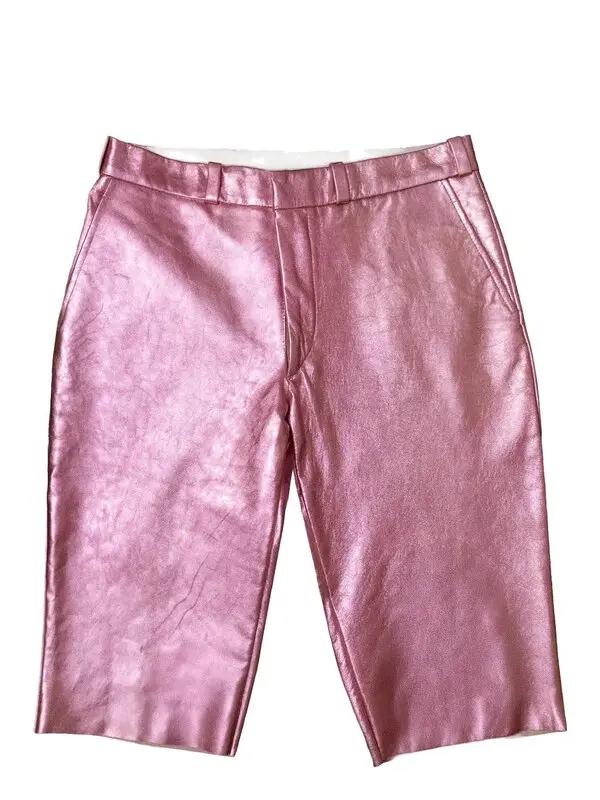 ABSURDE Metallic Leather Shorts - Pink