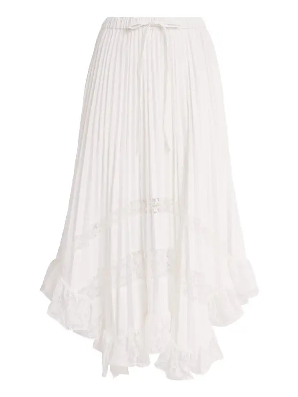 Claudie Pierlot Lace-insert Pleated Midi Skirt - White