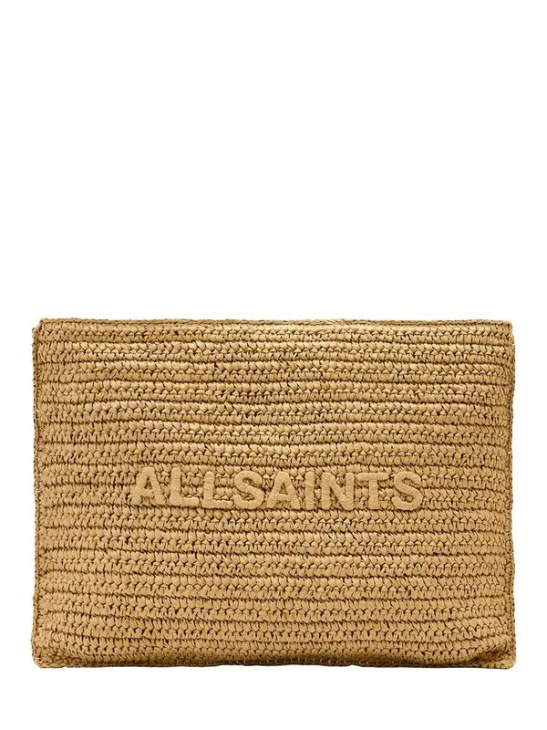 ALLSAINTS Raffia Bettina Clutch Bag - Brown