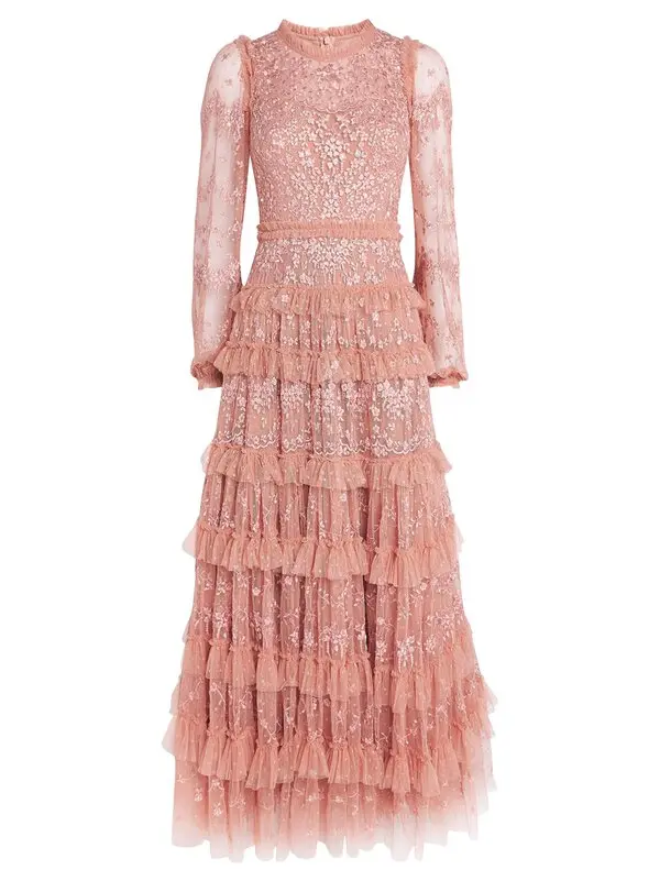 NEEDLE & THREAD Blossom Lace Gown - Pink