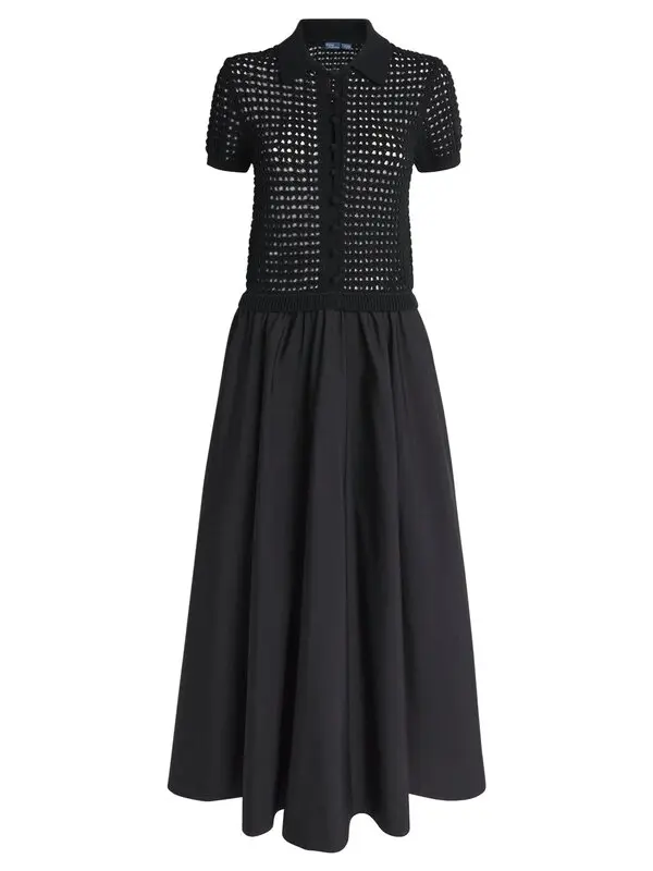 Polo Ralph Lauren Cotton Crochet And Woven A-line Maxi Dress - Black