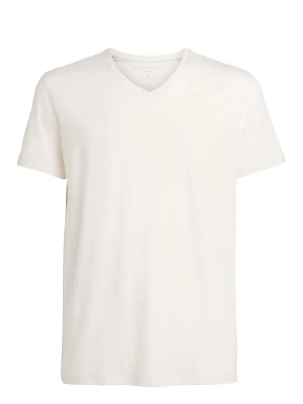 Derek Rose Basel V-neck Lounge T-shirt - Neutral