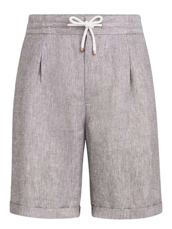 Brunello Cucinelli Hemp-linen Bermuda Shorts With Drawstring Waist - Brown