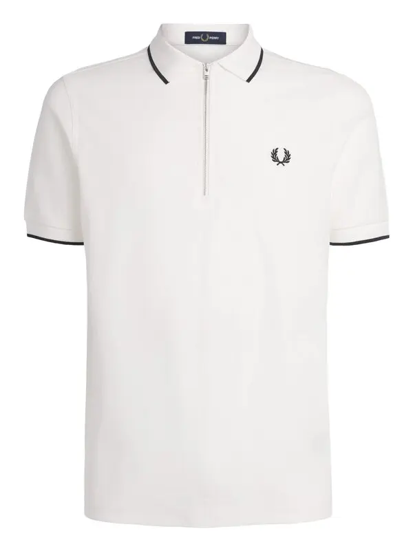Fred Perry Cotton Crepe Piqué Polo Shirt - White