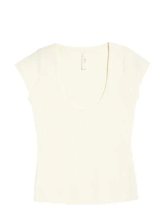 SKIMS Scoop Neck Cap Sleeve Top - Egret