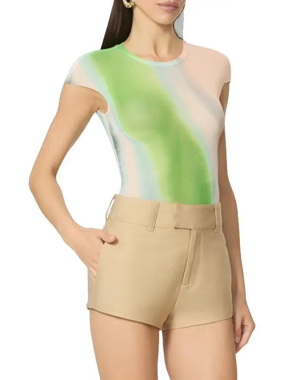 AFRM Nina Crewneck Mesh T-shirt - Watercolor Abstract