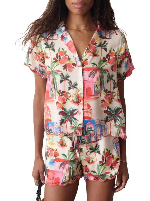 Marine Layer Paloma Short Sleeve Button-up Shirt - Palmas Print