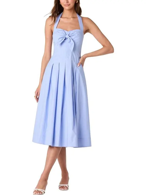 Astr The Label Janae Halter Neck Midi Dress With Twist Front - Periwinkle