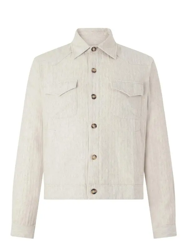 Oliver Peoples Witley Striped Cotton And Linen-blend Jacket - Neutrals