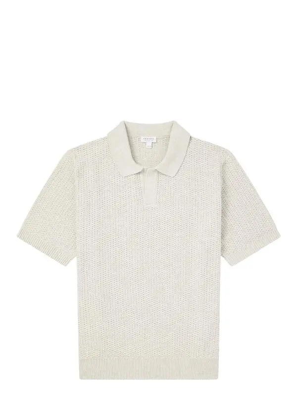 Sunspel Vintage Cotton-mesh Polo Shirt - Neutrals