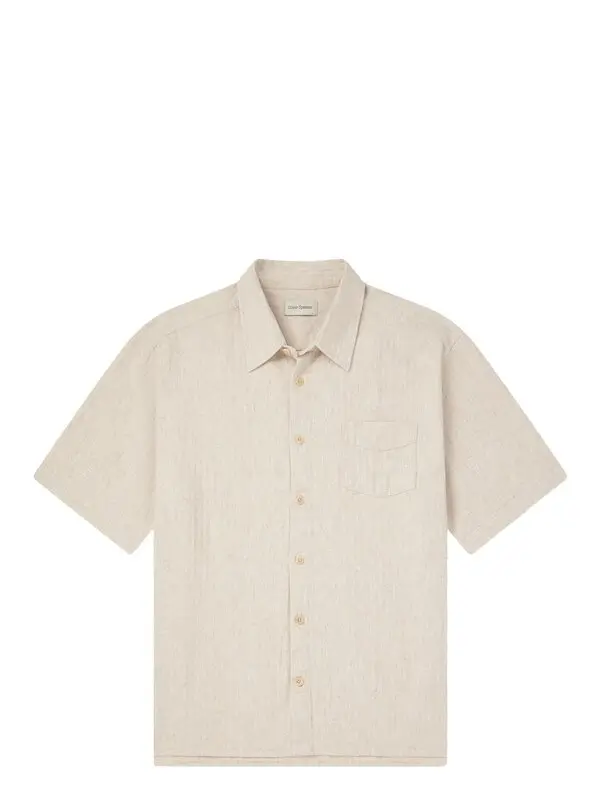 Oliver Peoples Palermo Striped Cotton And Linen-blend Shirt - Neutrals