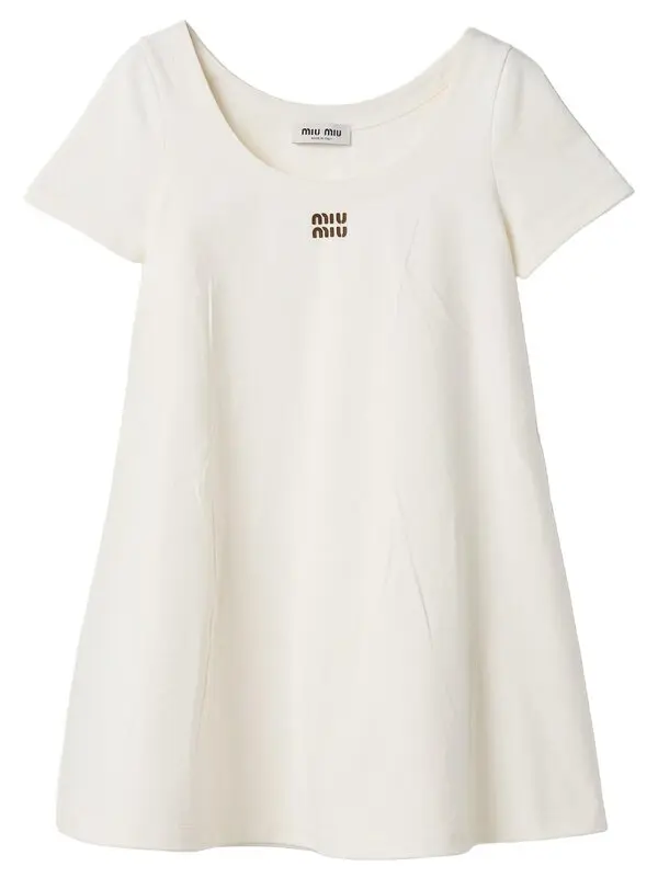 Miu Miu Jersey Mini Dress With Side Ties - White