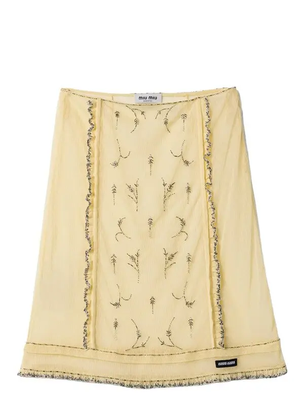 Miu Miu Embroidered Tulle Skirt - Vanilla