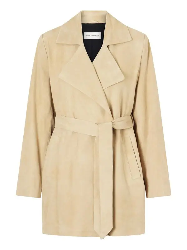 Nour Hammour Belted Suede Jacket - Neutrals