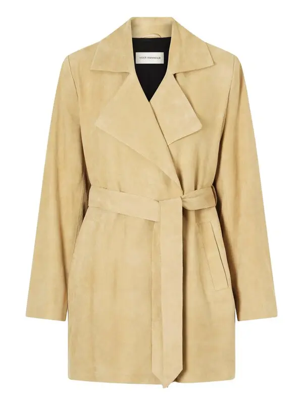 Nour Hammour Belted Suede Jacket - Neutrals