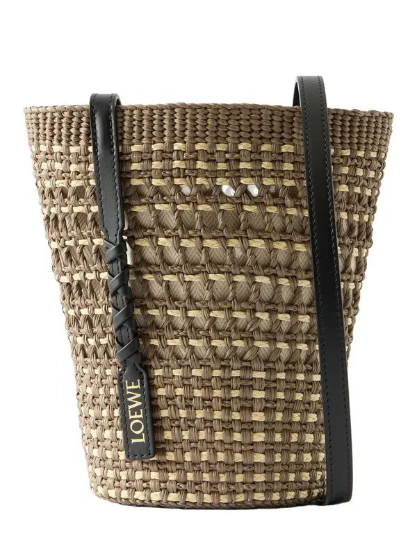 Loewe X Paula's Ibiza Braided Raffia Bucket Bag - Green