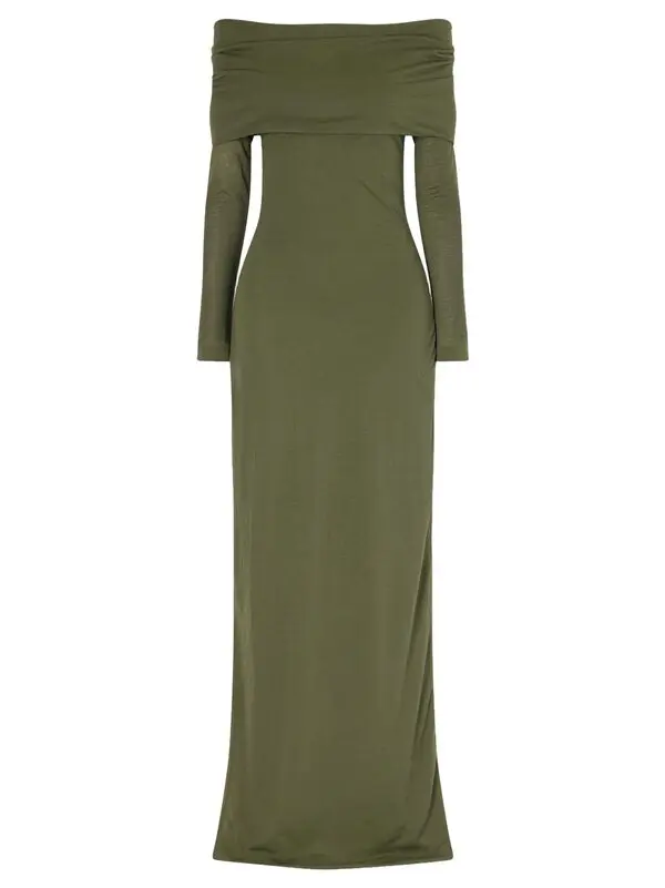 Balenciaga Off-shoulder Maxi Dress - Green