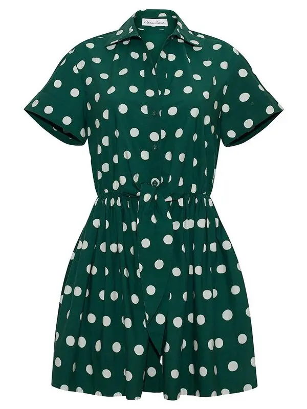 Cara Cara Asbury Mini Dress - Polka Dot Green