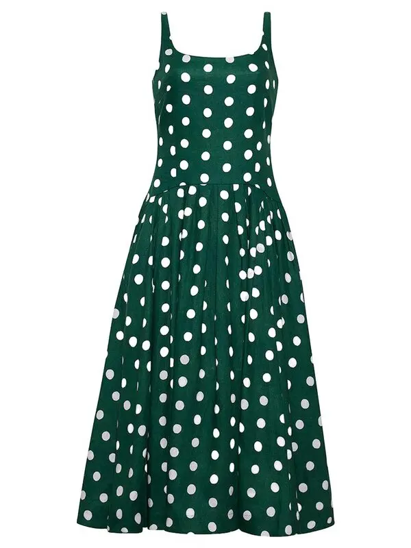 Cara Cara Regio Midi Dress Polka Dot - Polka Dot Green