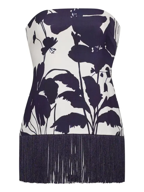 Cara Cara Benita Strapless Tunic With Fringe Hem - Botanic Ivory