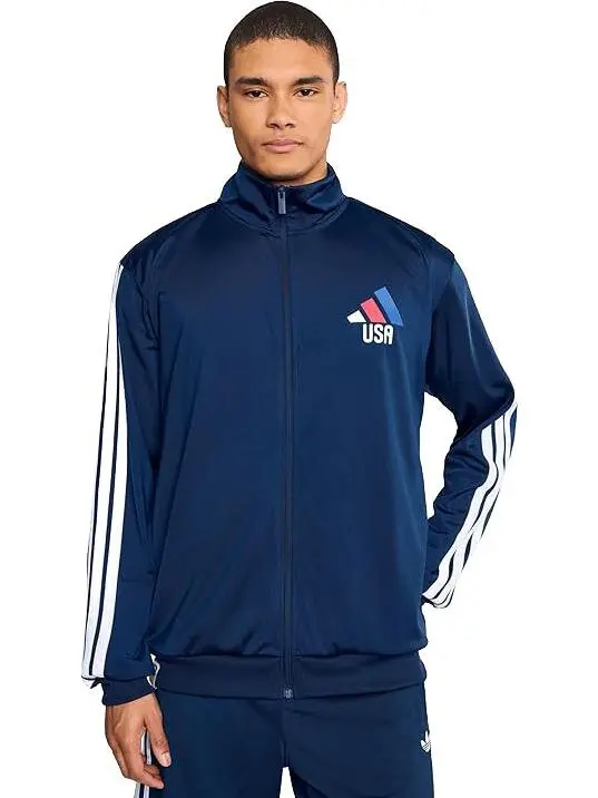 Adidas Usa Track Jacket With Football Graphics - Navy